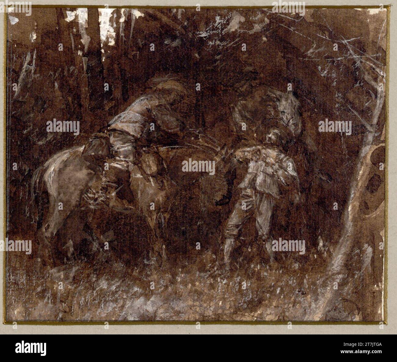 August Xaver Karl von Pettenkofen Illustration to Gil Blas. Bister, ink ...