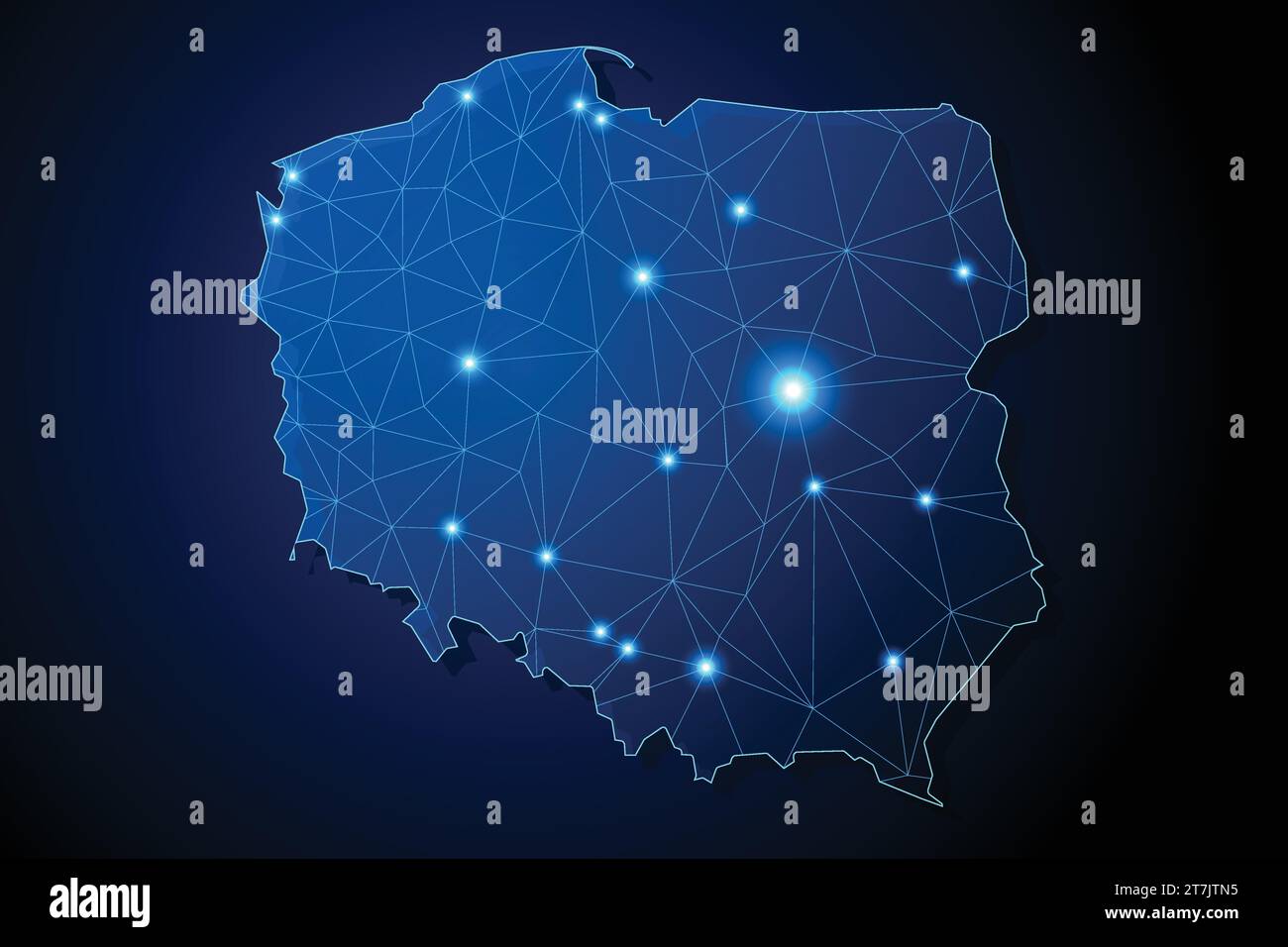 Poland - country shape with lines connecting major cities Stock Vector ...