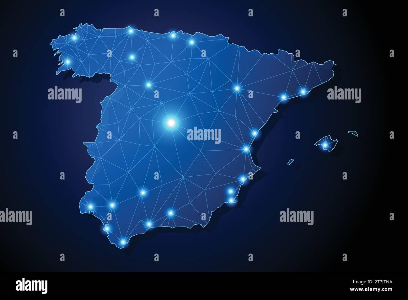 Spain - country shape with lines connecting major cities Stock Vector ...