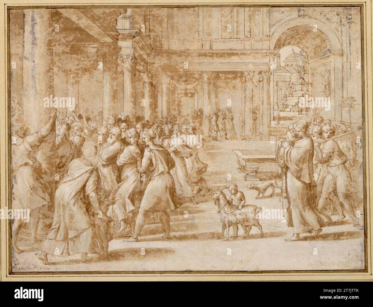 Giovanni Francesco Penni Scene from ancient history. Feder in brown ...