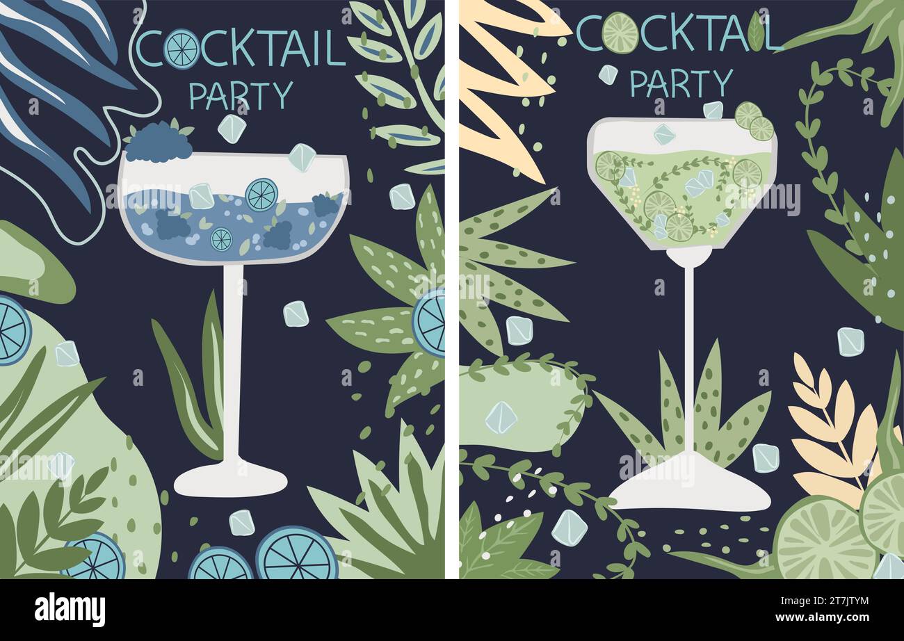 Banner with various cocktails. The collection includes classic ...
