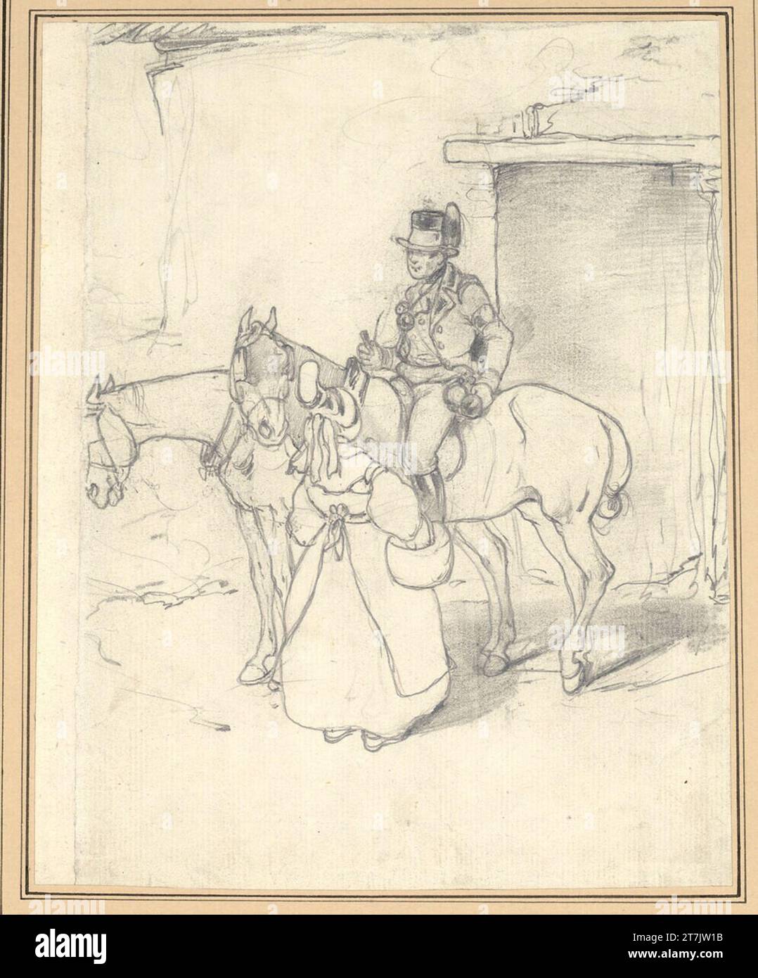 Alexander Knight von Bensa d. J. Knight Rider with a saddle horse in ...