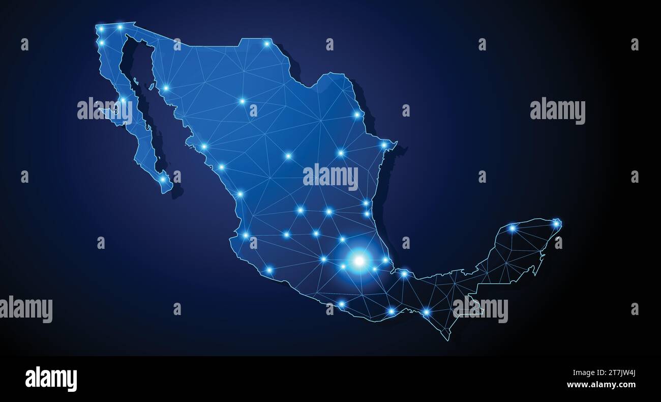 Mexico - country shape with lines connecting major cities Stock Vector ...
