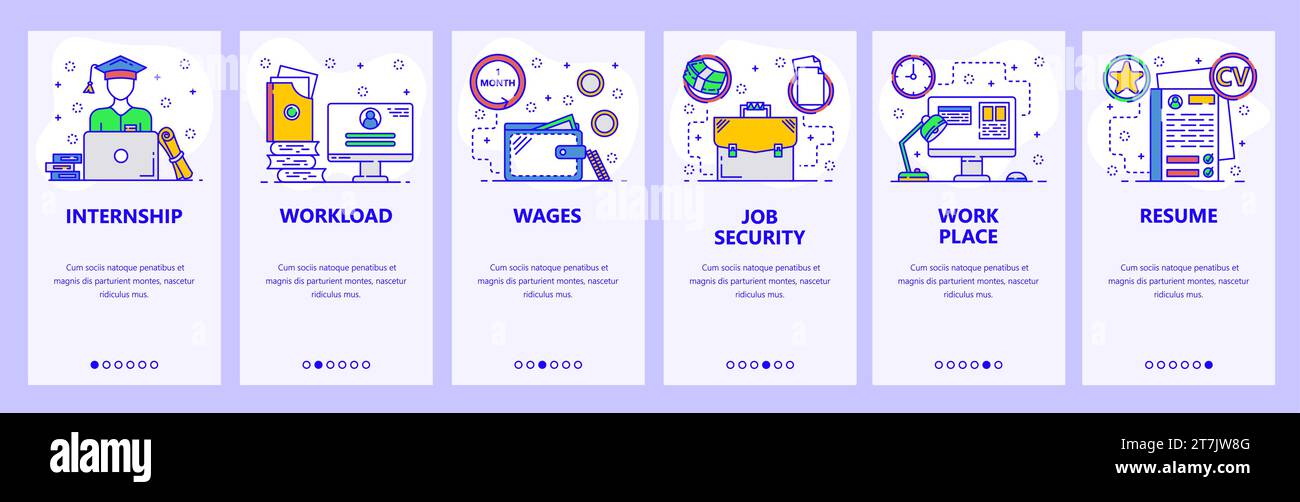 Mobile app onboarding screens. Business work place and office, job ...