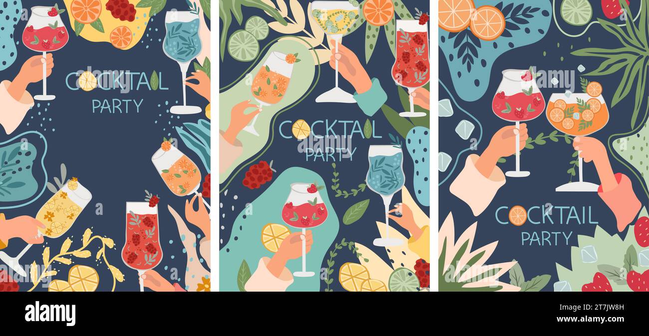 Banner with various cocktails. The collection includes classic ...