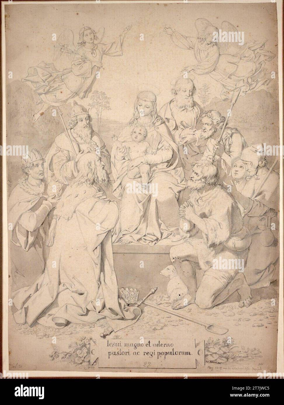 Josef von Führich Adoration of the child of Jesus. Pencil, gray -laved ...