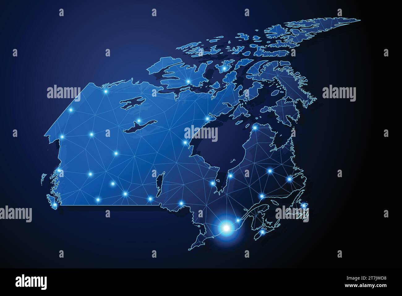 Canada - country shape with lines connecting major cities Stock Vector ...