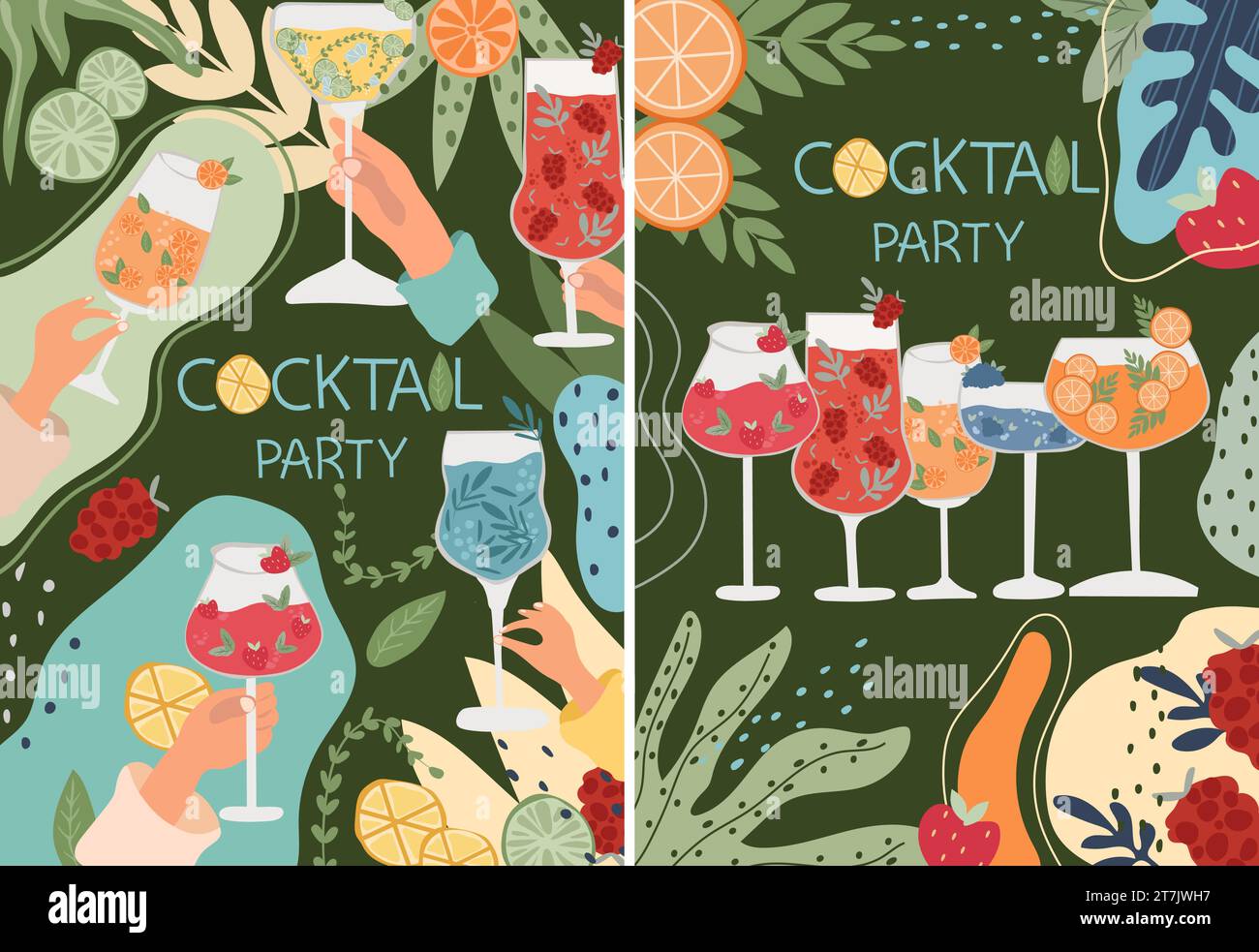 Banner with various cocktails. The collection includes classic ...