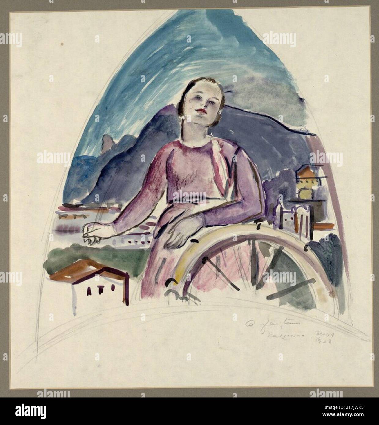 Anton Faistauer Little Katharina. Watercolor, pencil 1923 , 1923 Stock ...