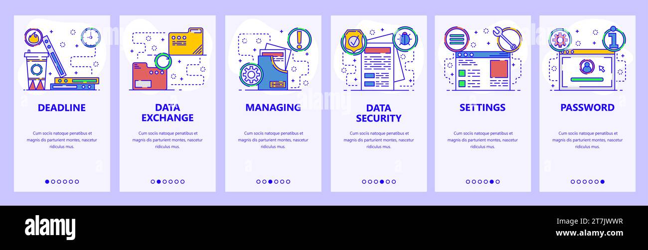 Mobile app onboarding screens. Computer services, secure access, data ...
