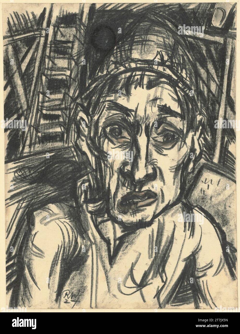 Rudolf Wacker Self -portrait. Coal on paper 1924 , 1924 Stock Photo - Alamy