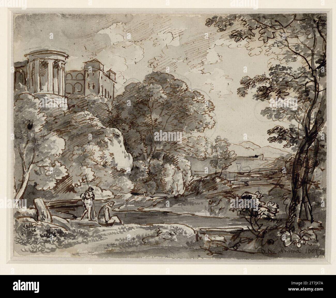 Maximilian Johann Georg von Dillis Ideal landscape with lock and round ...