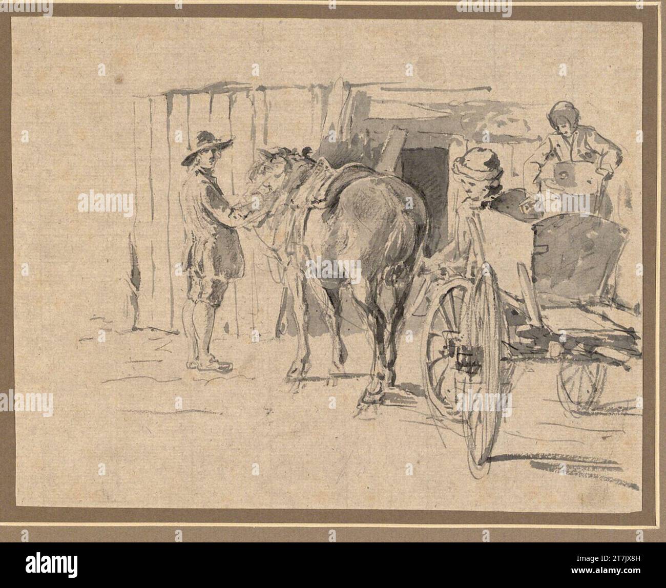 Maximilian Johann Georg von Dillis Farmers when climbing a horse -drawn ...