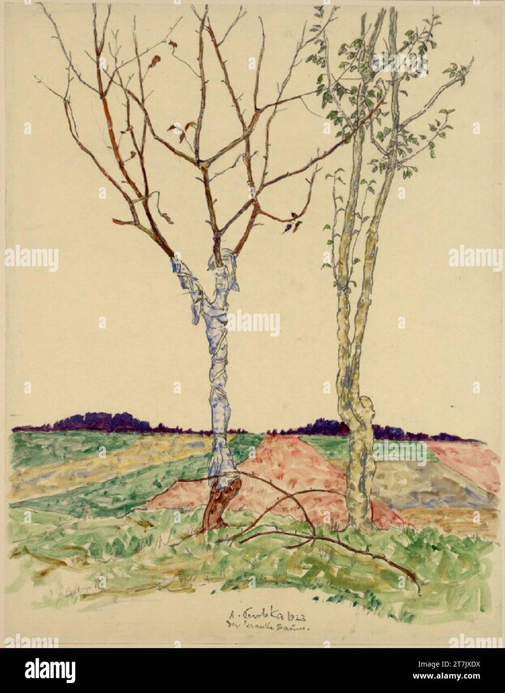 Anton Peschka The sick tree. Watercolor, pencil 1923 , 1923 Stock Photo ...