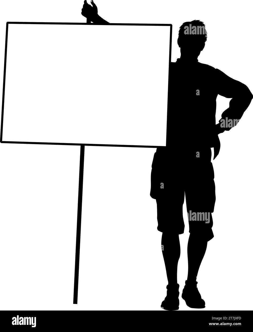 Protest Rally March Picket Sign Silhouette Person Stock Vector Image ...