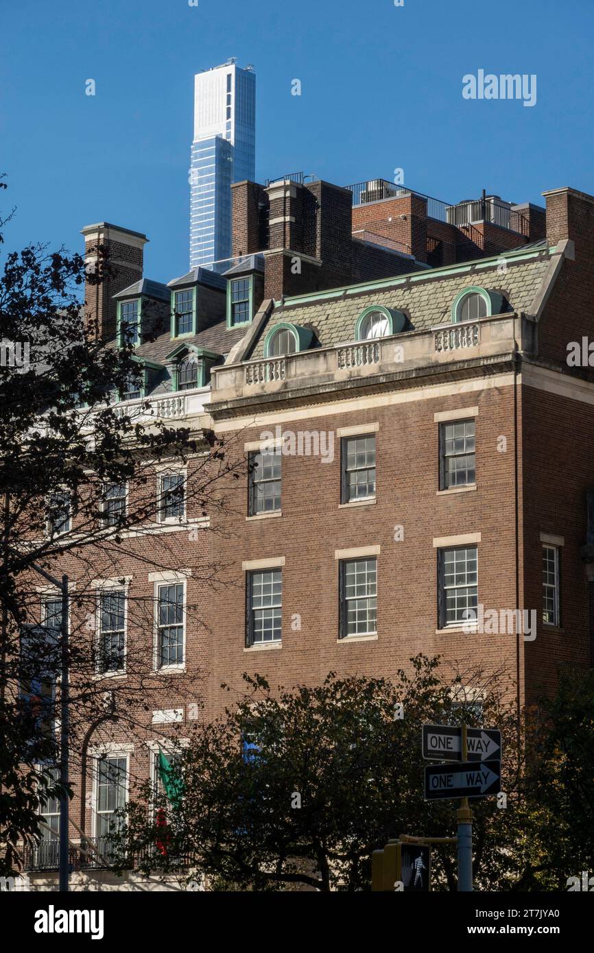 Elegant federal style brick buildings, Line Park Avenue on the upper ...