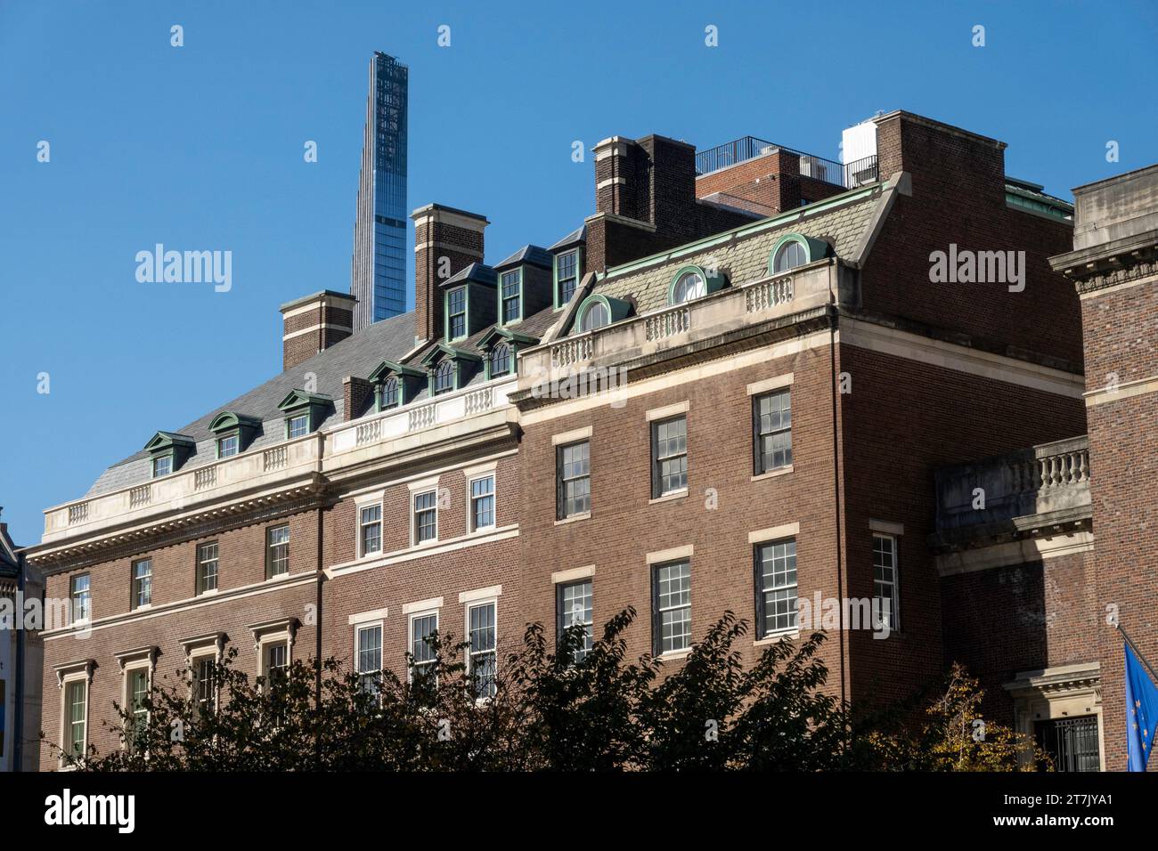 Elegant federal style brick buildings, Line Park Avenue on the upper ...