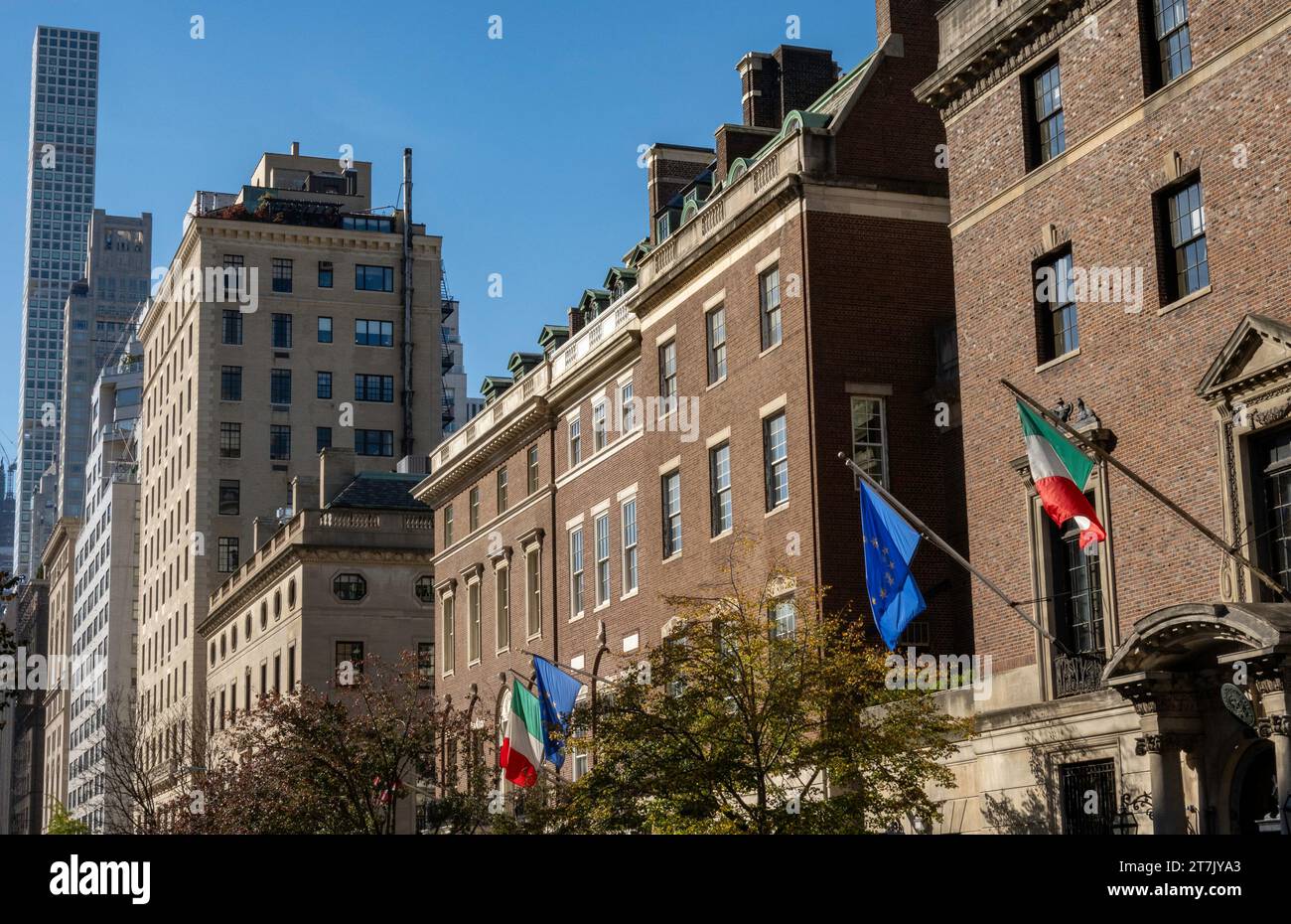 Elegant federal style brick buildings, Line Park Avenue on the upper ...