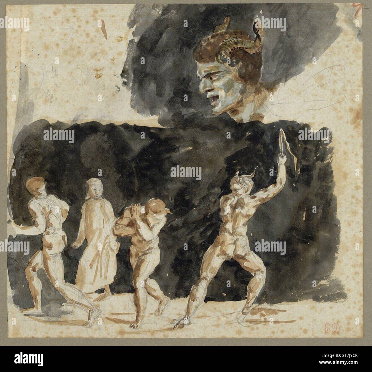 Eugène Delacroix Hell scene with Dante between coupler and seducer from ...