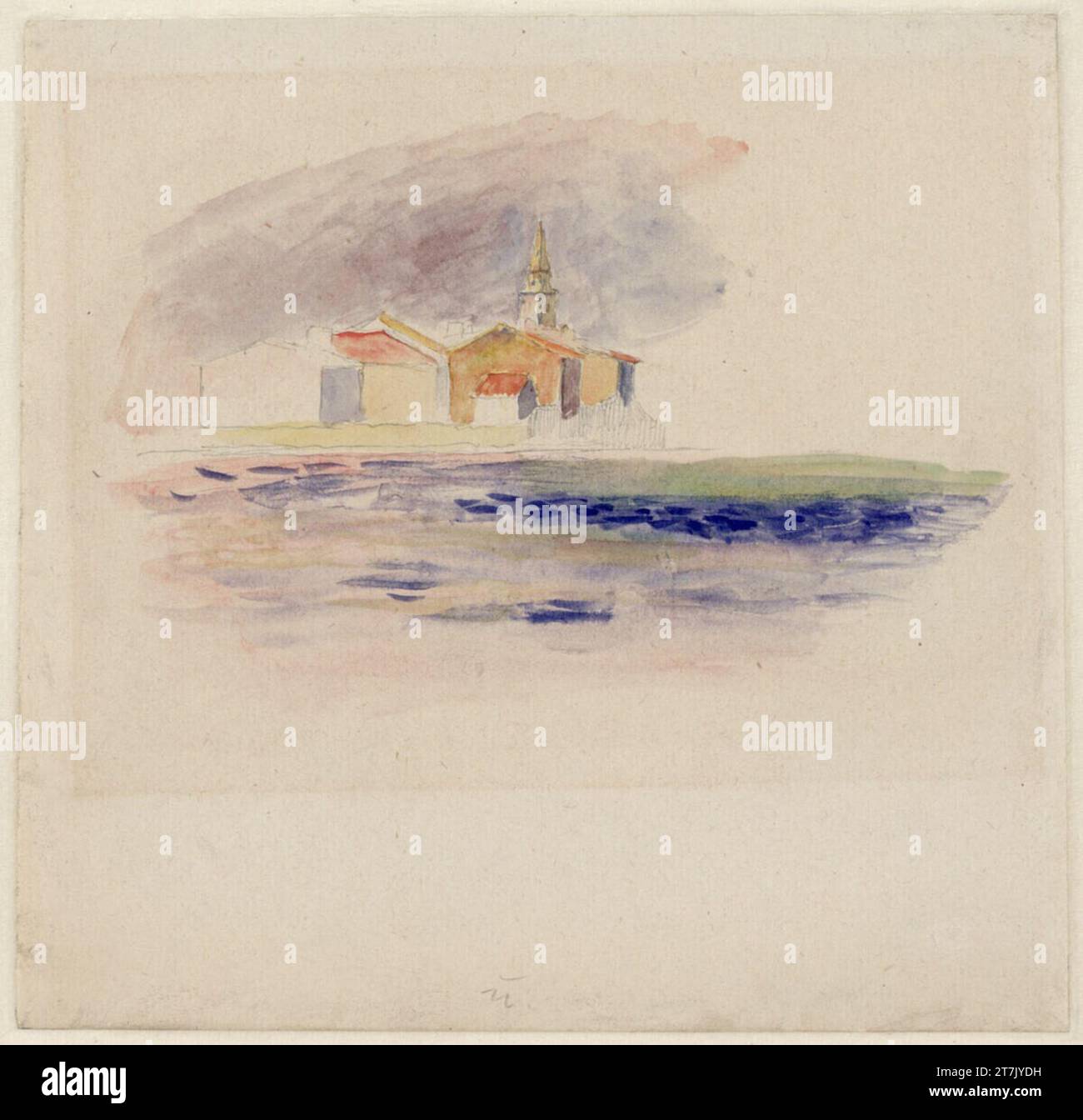 Pierre-Auguste Renoir View from the sea to a coast with houses and ...