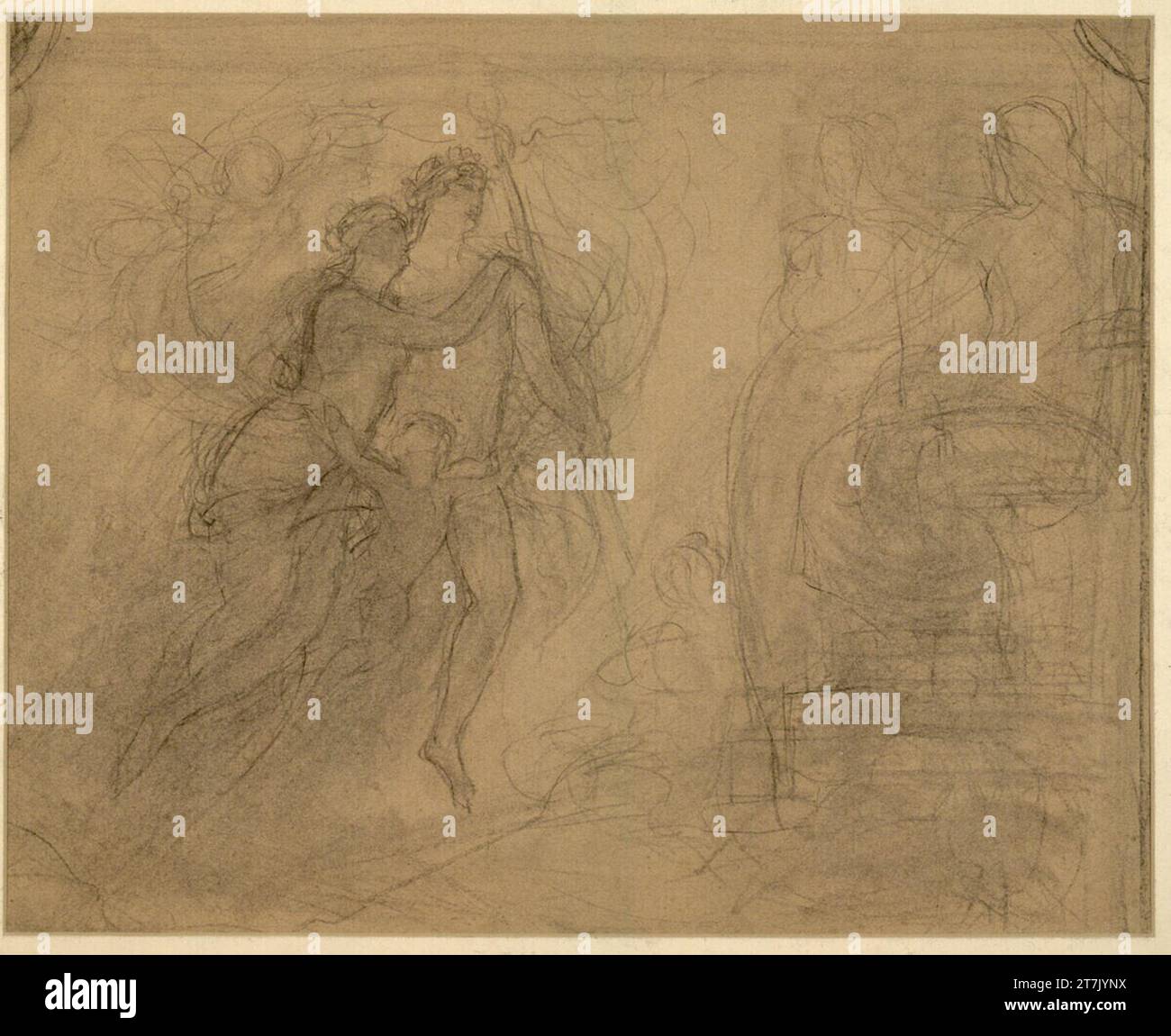 Josef Tautenhayn (The Older) Mythological scene; Three floating and a ...