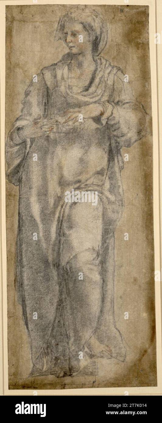 Anonym Standing female figure in front view, the hands facing each ...