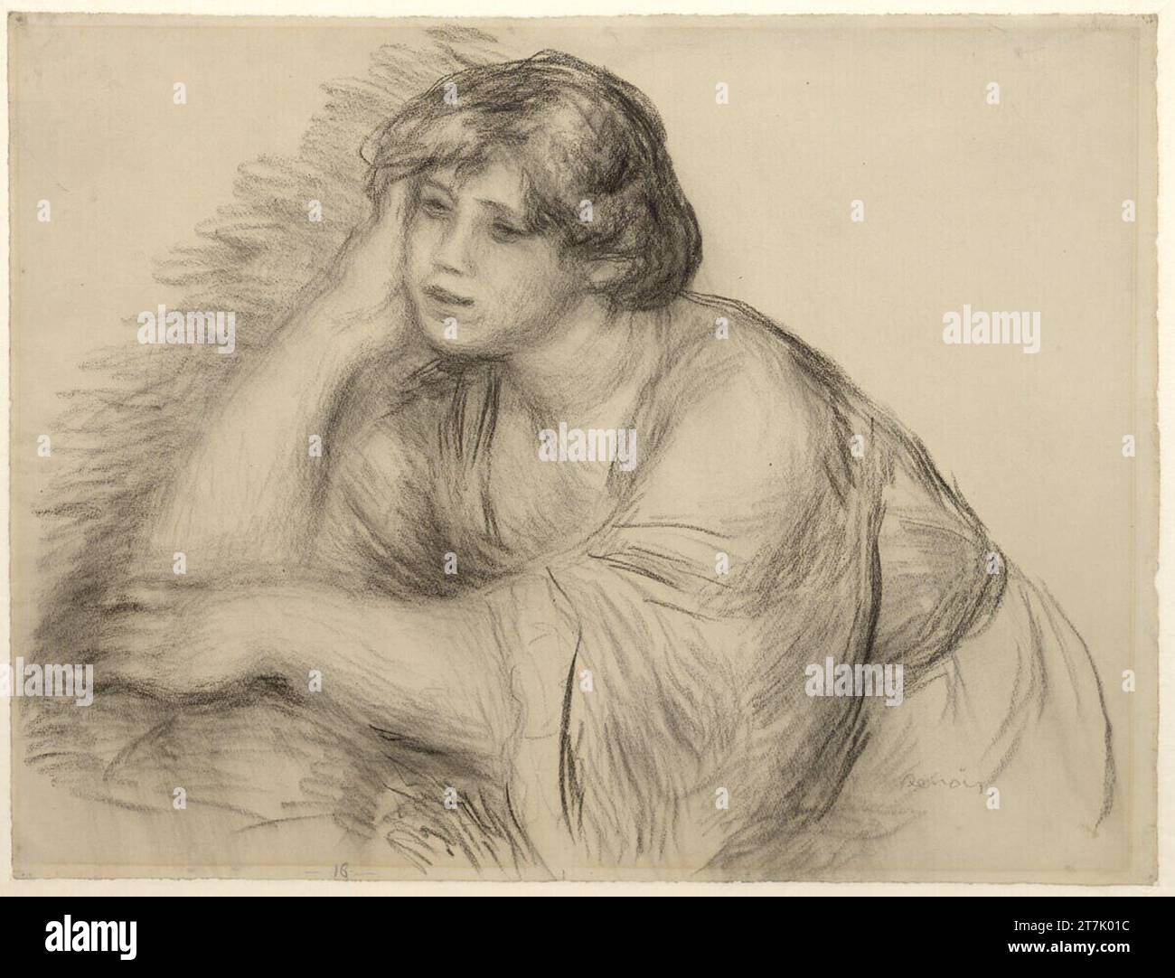 Pierre-Auguste Renoir Sitting to the left with a supported head ...