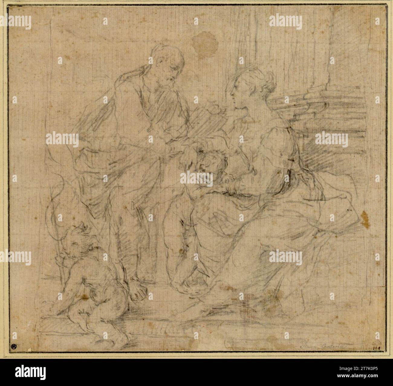 Simone Cantarini da Pesaro Holy family with the John's boy at the foot ...