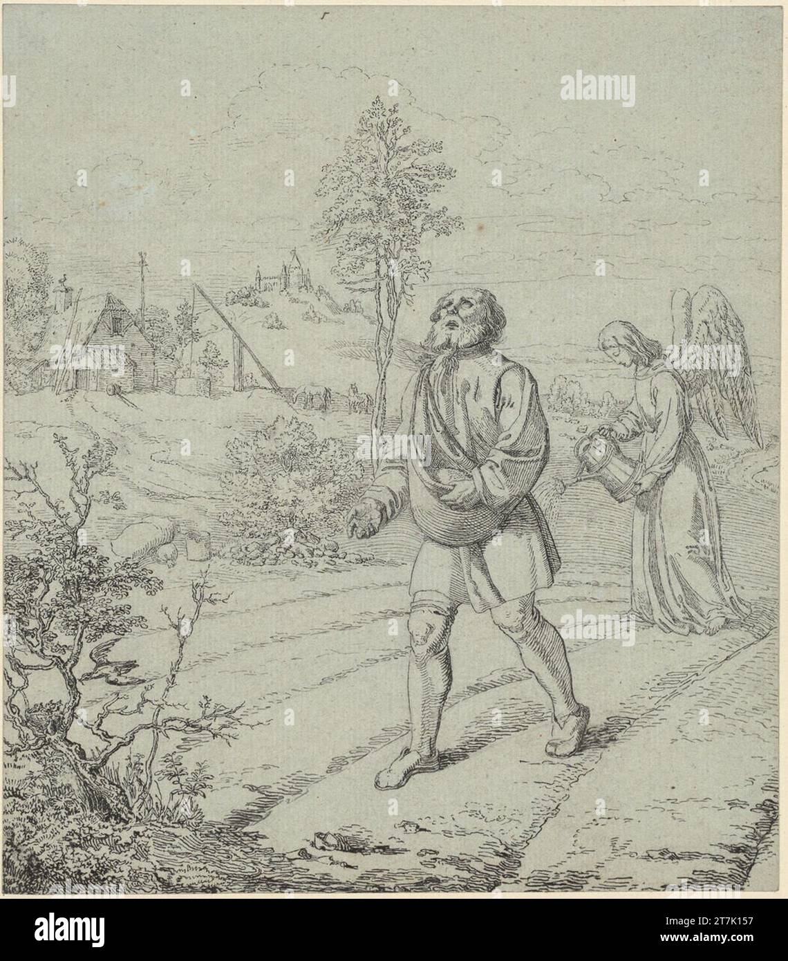 Josef von Führich Paternoster six: the good sower. Feder in black on ...