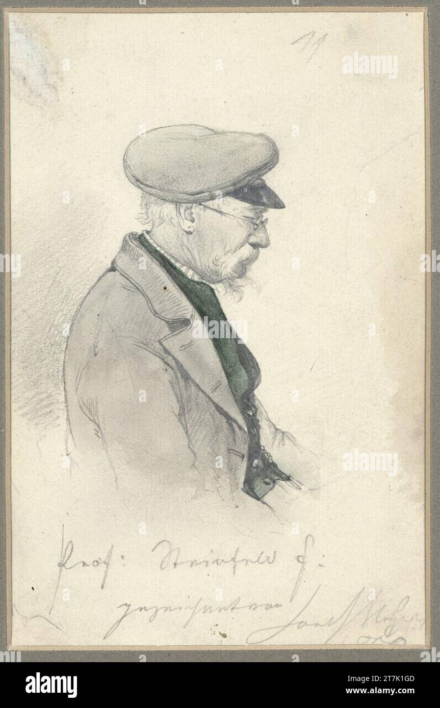 Joseph Holzer Portrait Franz Steinfeld. Pencil, green colored pen 1850 ...