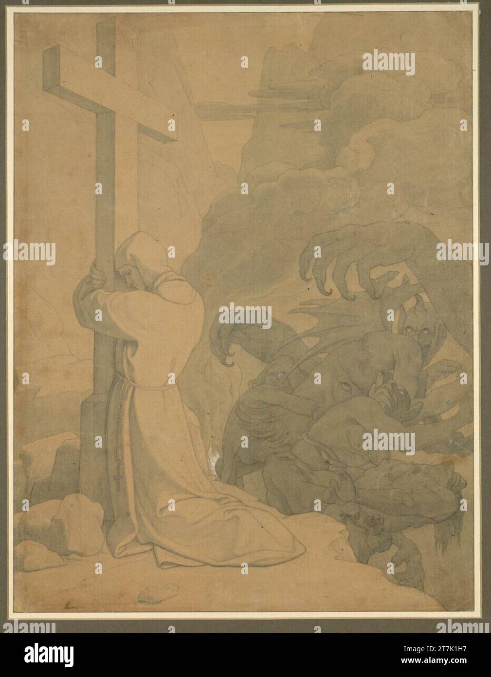 Edward Jakob von Steinle Supplement by St. Francis. Pencil, green laved ...