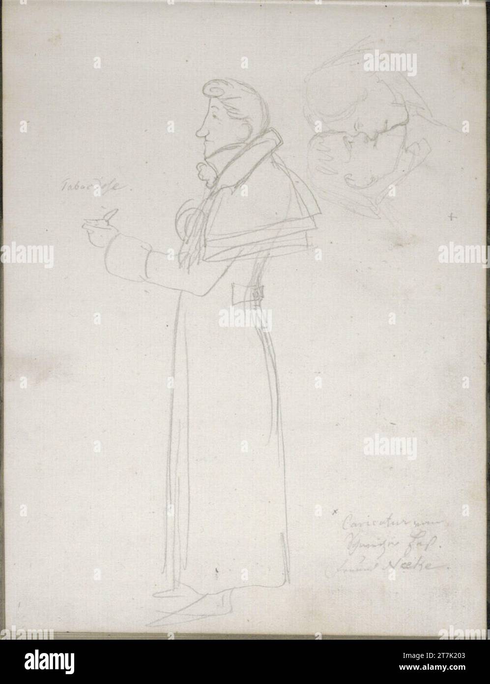 Heinrich Reinhold Sketchbook: two fitted profile caricatures; Turned 90 ...