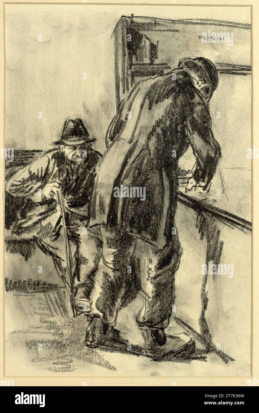 Franz Hofer Two men at the switch. Pencil 1911 , 1911 Stock Photo - Alamy