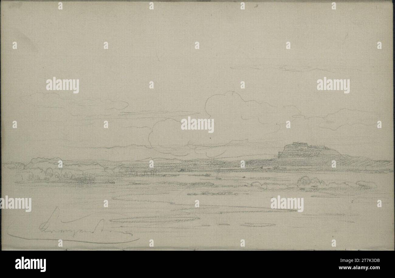 Joseph Holzer Grobe landscape sketch of Kreuzenstein. Pencil around ...