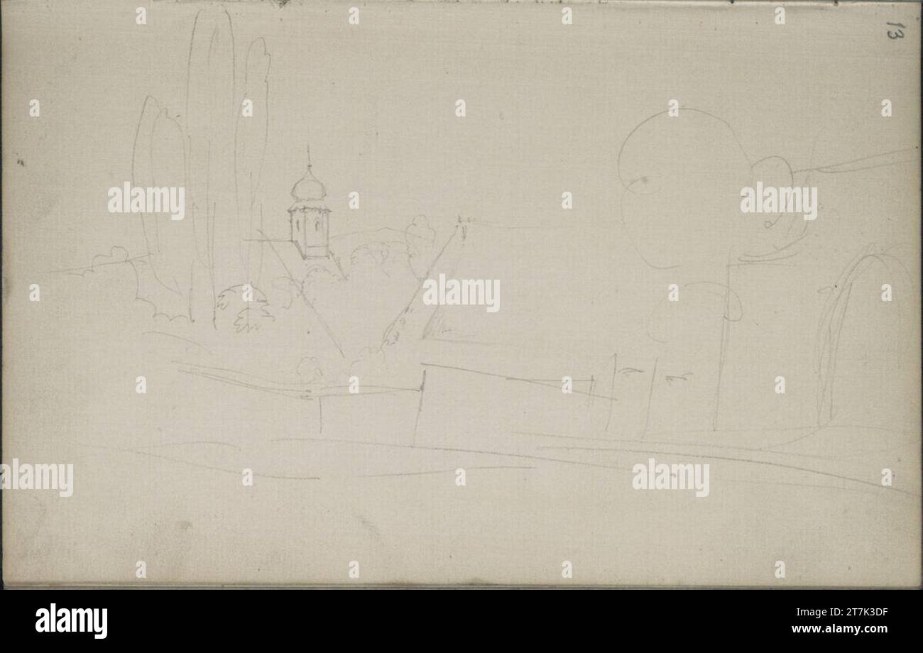 Joseph Holzer Groeben sketch of a village. Pencil around 1843 Stock ...