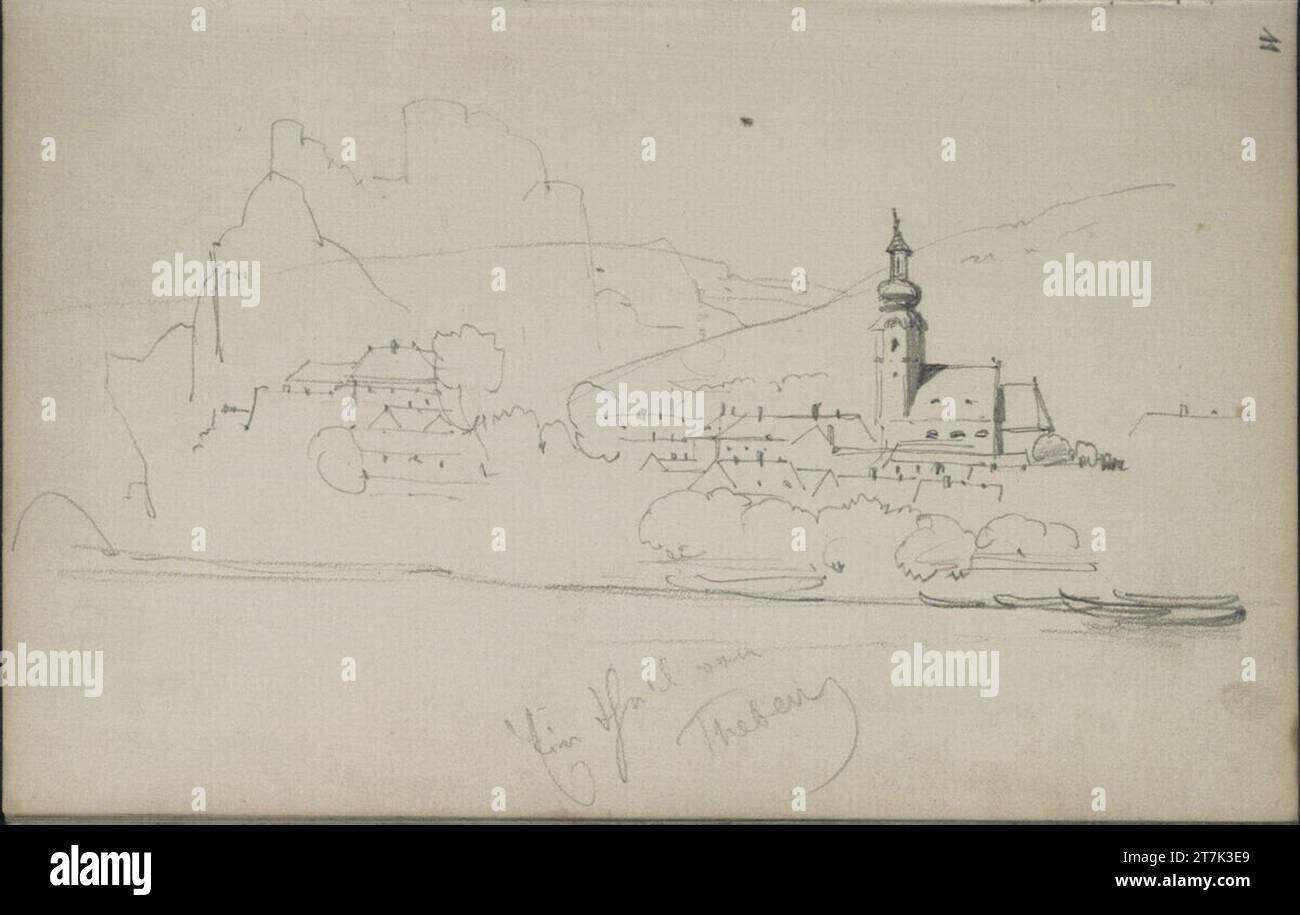 Joseph Holzer View of Devény (Thebes in Hungary). Pencil around 1843 ...