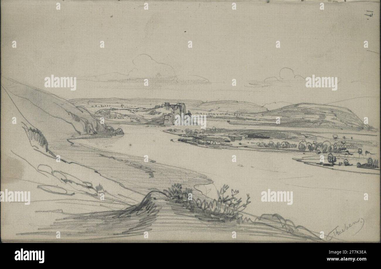 Joseph Holzer View of Devény (Thebes in Hungary). Pencil around 1843 ...
