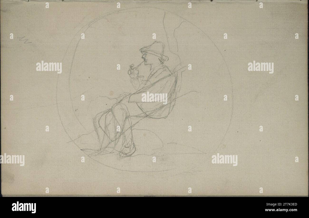 Joseph Holzer Whistle figure in a tondo. Pencil around 1843 Stock Photo ...