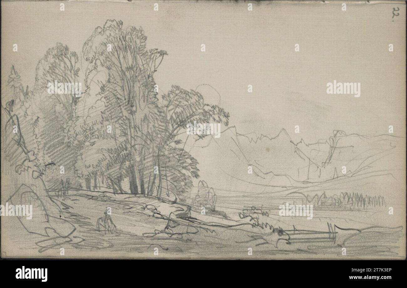 Joseph Holzer Landscape with rider on a horse. Pencil around 1843 Stock ...