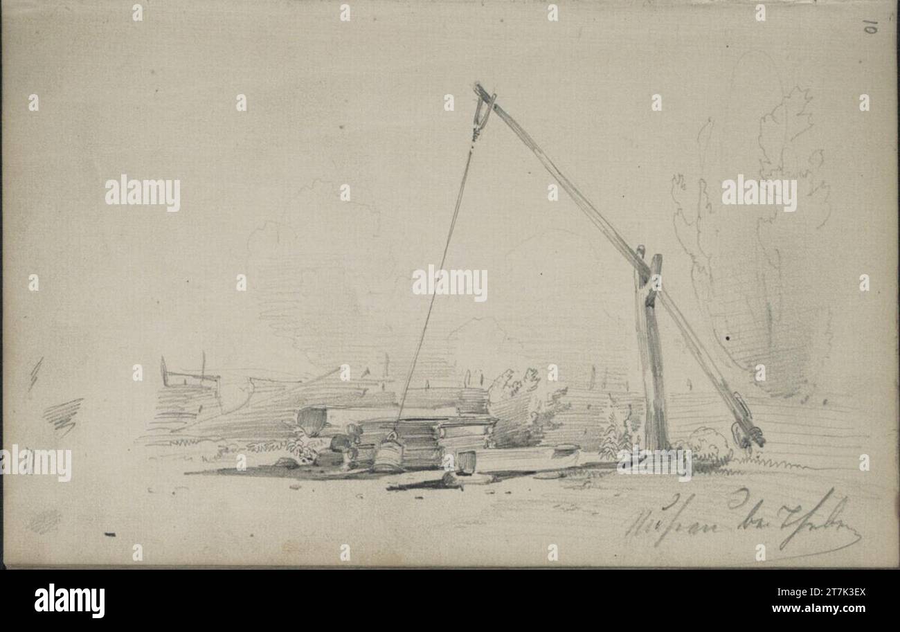 Joseph Holzer Ziehbrunnen in Muhrau. Pencil around 1843 Stock Photo - Alamy