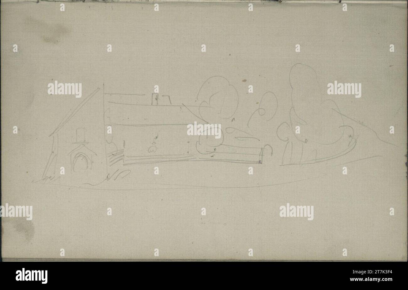 Joseph Holzer Great sketch of a house embedded in a landscape. Pencil ...