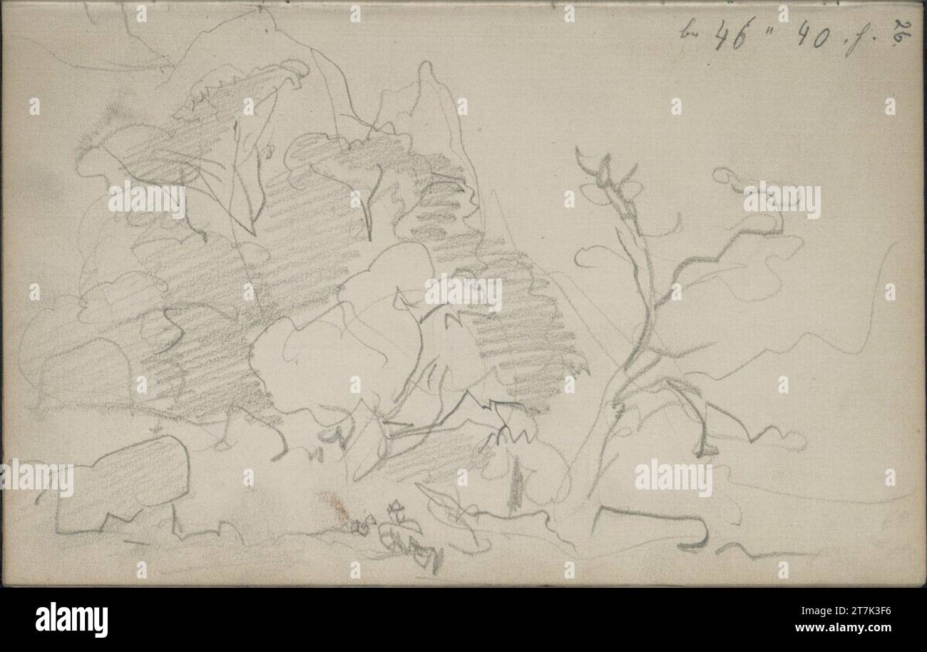 Joseph Holzer Great landscape sketch. Pencil around 1843 Stock Photo ...