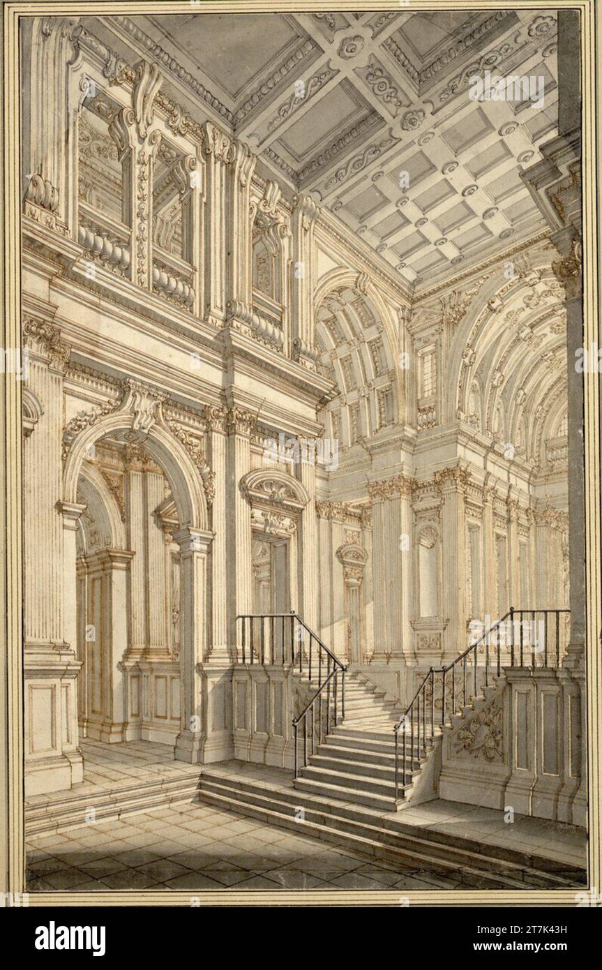 Giuseppe Galli Bibiena Vestibule with Corintic pilasters who wear a ...