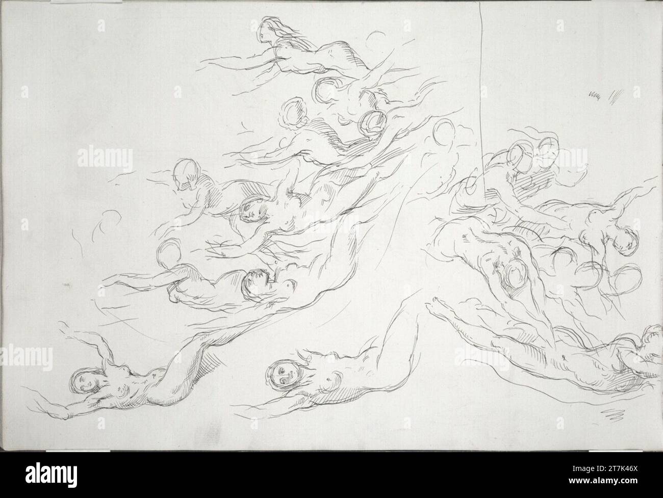 Moritz von Schwind Different movement studies floating, sliding figures ...