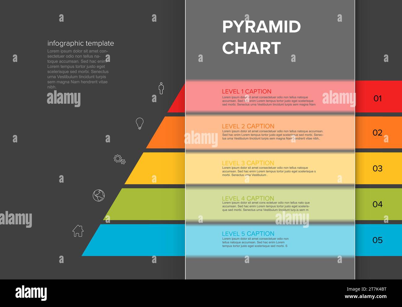 Vector Infographic stipe layers template with five levels - color ...