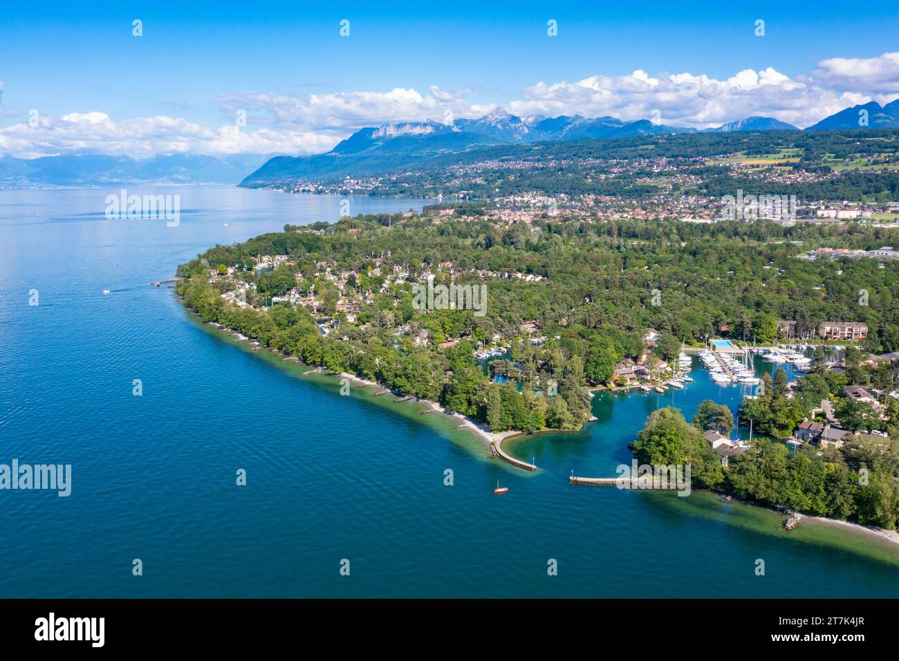 Aerial view of Ripaille neighbourhood (Thonon-Les-Bains) city in Haute ...