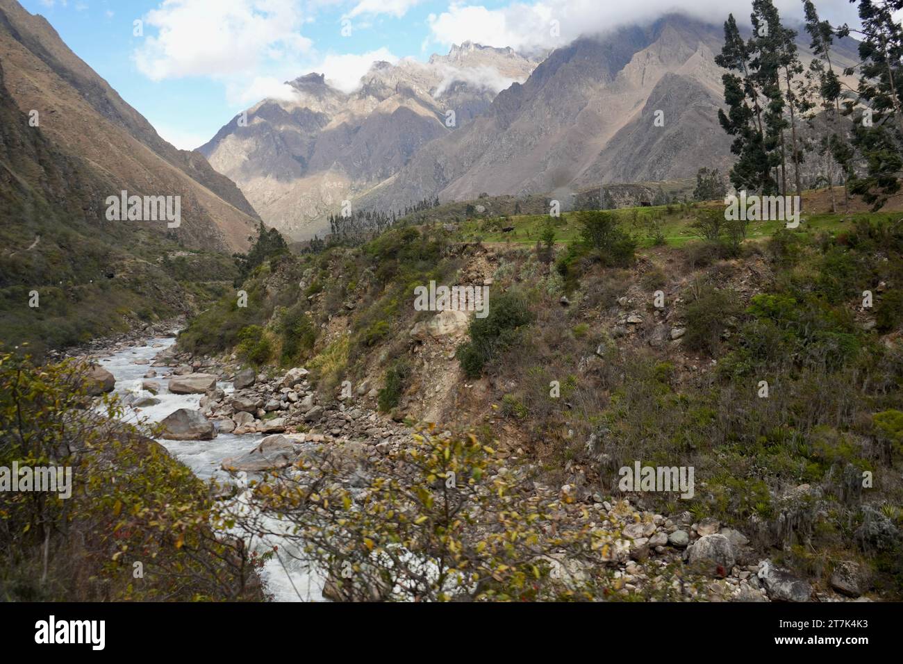 The Urubamba River in Peru with The Andes Mountains behind Stock Photo ...