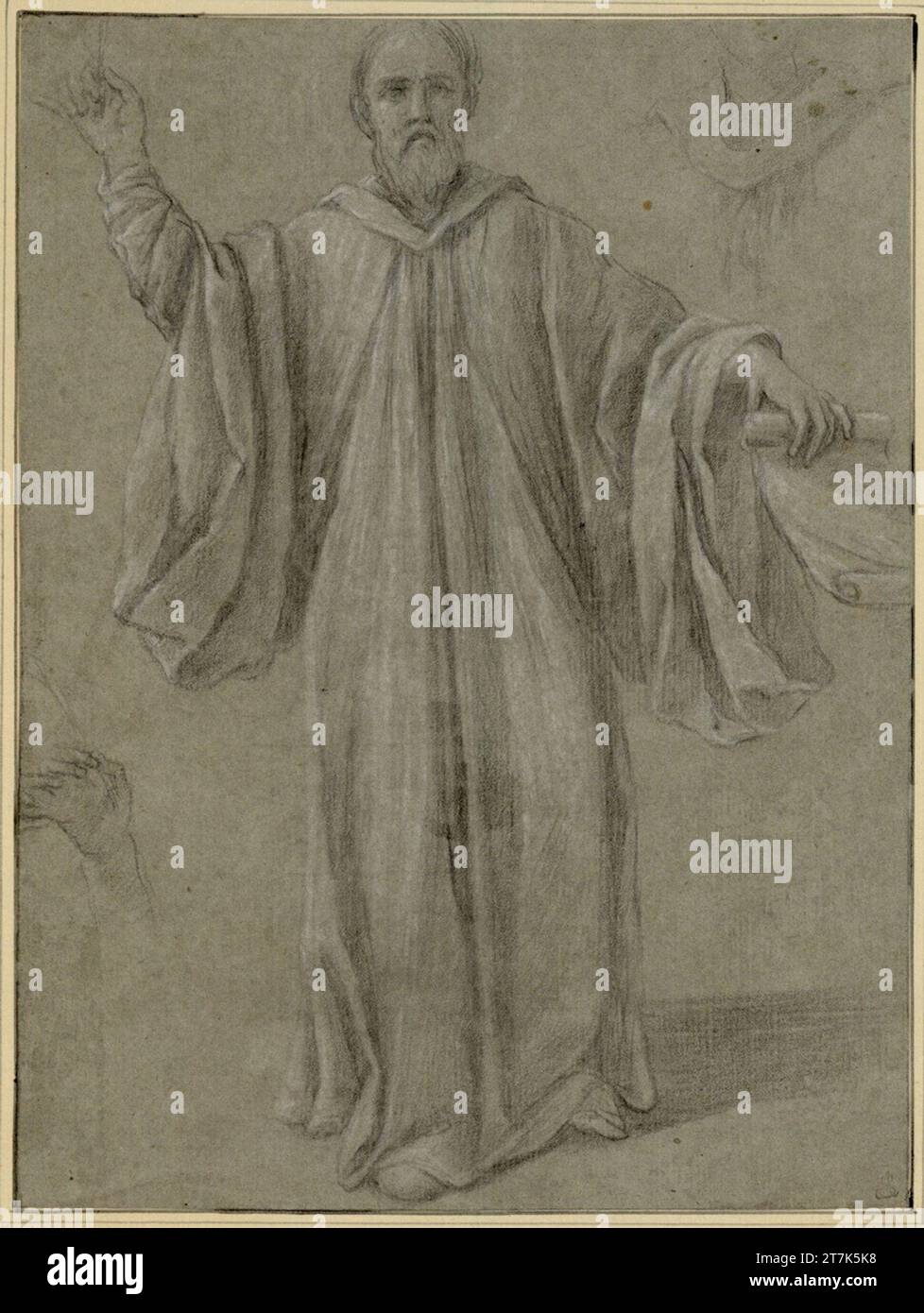 Alfonso Pisani Study sheet. (Standing male figure in the front view in ...
