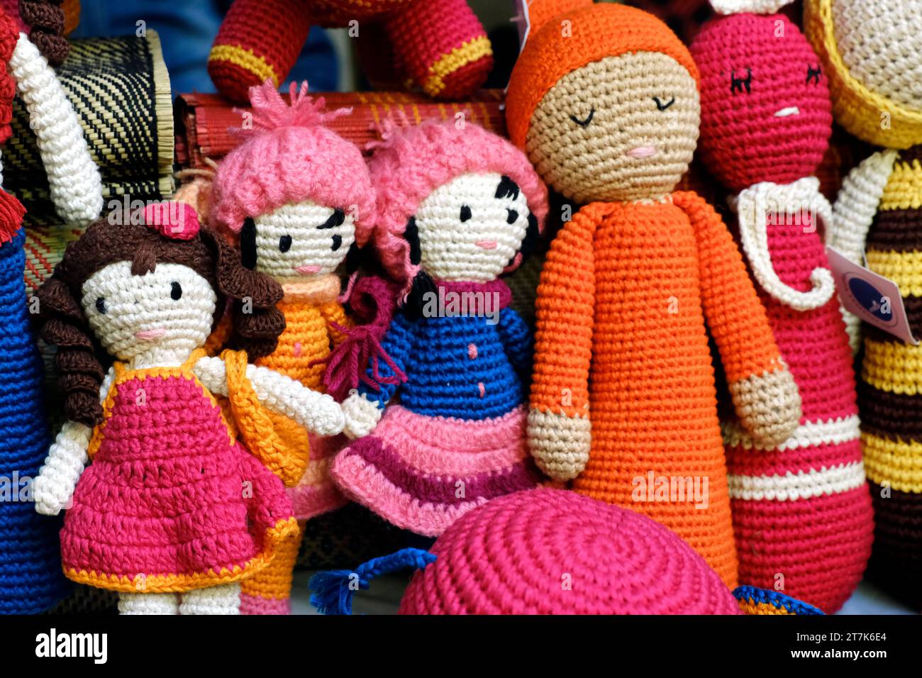 Woolen art in handcraft, Multicolored knitted handmade children toys ...