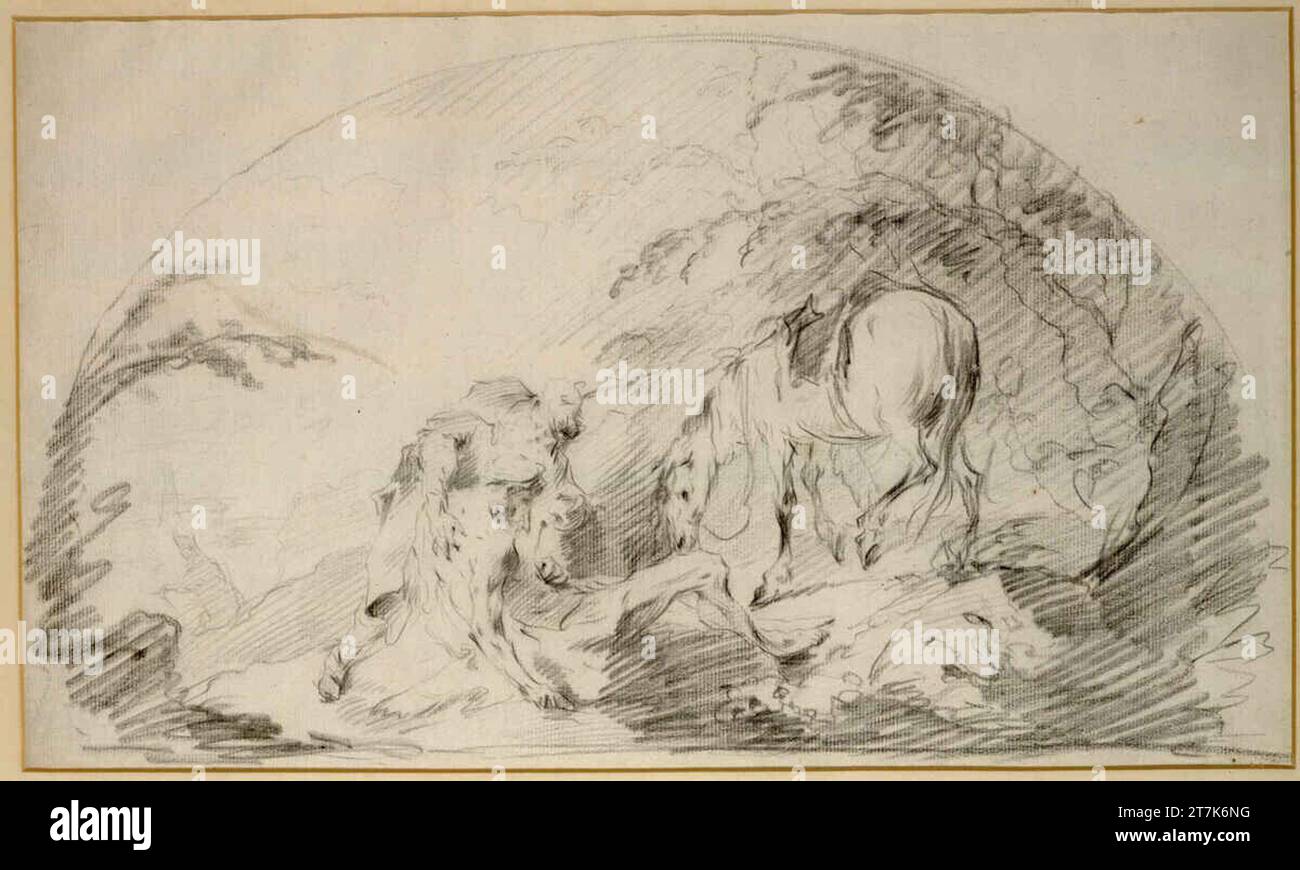 Franz Anton Maulbertsch The merciful Samaritan. Black stone chalk ...